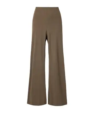 Staud Stroll Flared Crepe Trousers - Brown