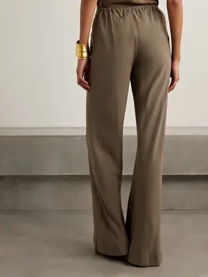 Staud Stroll Flared Crepe Trousers - Brown