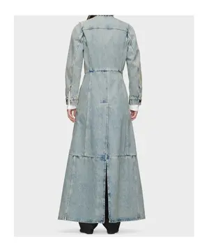 MAISON MARGIELA Patchwork Long Denim Coat - Light Blue