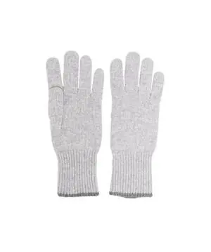Brunello Cucinelli Knitted Gloves With Contrasting Trim - Grey