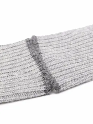 Brunello Cucinelli Knitted Gloves With Contrasting Trim - Grey
