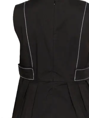 GANNI V-neck Top With Zipper Closure And Pleated Hem