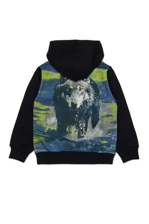 DIESEL® Zip-up Hoodie With Graphic Back Panel