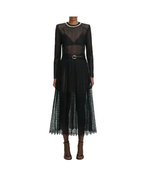 SELF-PORTRAIT Organza Lace Midi Skirt