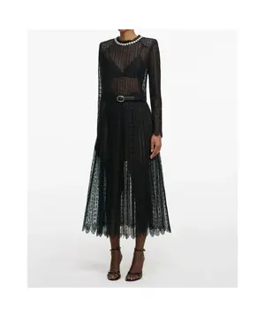 SELF-PORTRAIT Organza Lace Midi Skirt