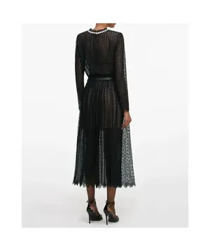 SELF-PORTRAIT Organza Lace Midi Skirt