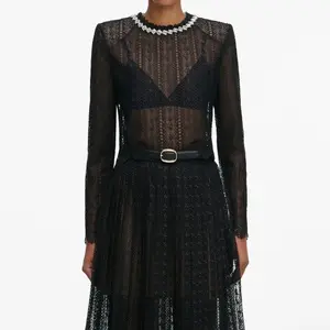 SELF-PORTRAIT Organza Lace Midi Skirt