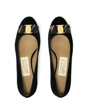 FERRAGAMO Velvet Bow Detail High Heels - Black