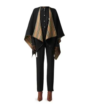 Burberry Icon Stripe Wool Reversible Cape