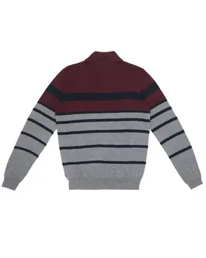 Karl Lagerfeld Striped Long Sleeve Knit Sweater - Gray