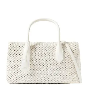 Polo Ralph Lauren Woven Leather Shoulder Bag - Off White