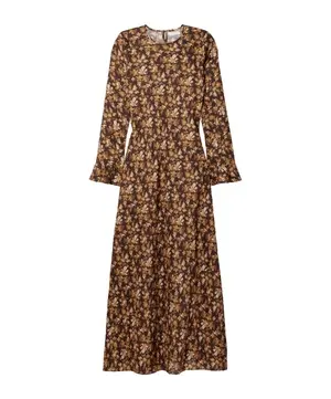DÔEN Long Sleeve Printed Maxi Dress - Brown