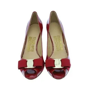 FERRAGAMO Bow Detail Peep-toe Wedge Heels