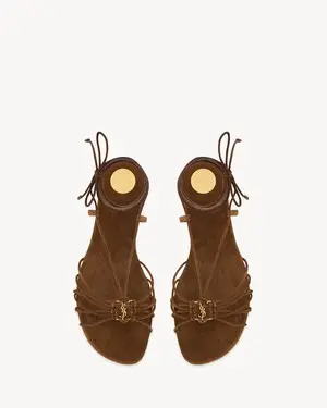 Saint Laurent Babylone Lace-up Strappy Sandals - Brown