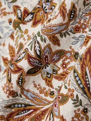 DÔEN Floral Print Tie Neck Long Sleeve Blouse