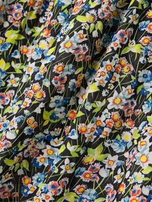 DÔEN Ruffled Floral Print Midi Dress