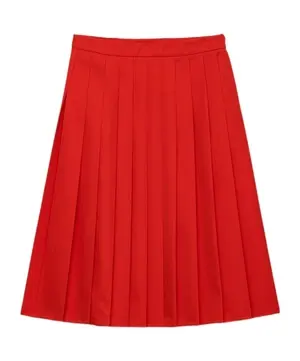 Prada Gabardine Midi Pleated Skirt - Red