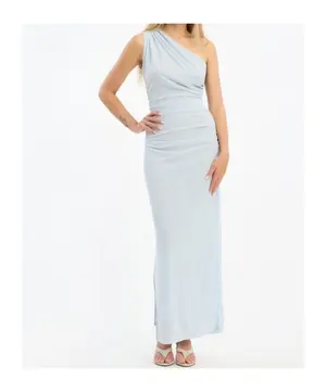 ROTATE BY BIRGER CHRISTENSEN Ruched One-shoulder Maxi Dress - Light Blue
