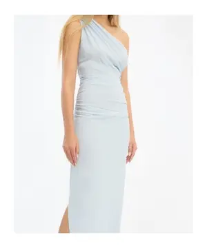 ROTATE BY BIRGER CHRISTENSEN Ruched One-shoulder Maxi Dress - Light Blue