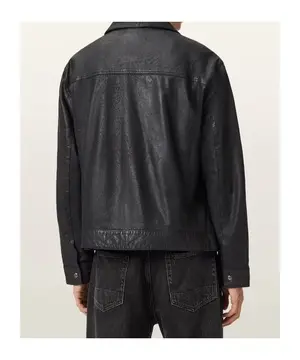 ALLSAINTS Shelton Leather Trucker Jacket - Black