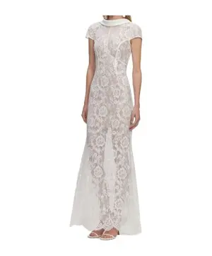 SELF-PORTRAIT Scoop Back Lace Maxi Dress