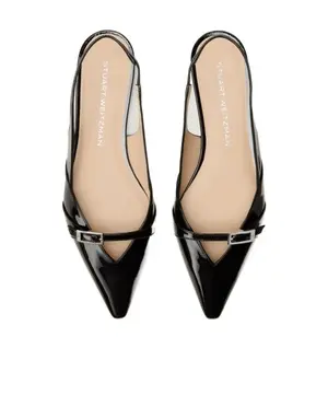 STUART WEITZMAN Pointed-toe Slingback Flats With Buckle Detail