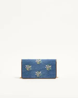 Valentino Garavani Vlogo Signature Embroidered Denim Mini Shoulder Bag