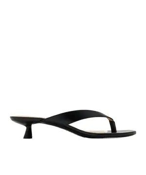 STUART WEITZMAN Round Toe Flip Flop High Heel Sandals - Black