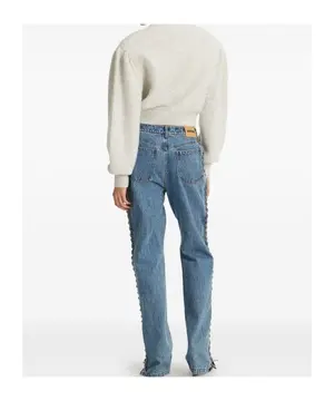 ROTATE BY BIRGER CHRISTENSEN Puff-sleeve Rose-embellished Cardigan