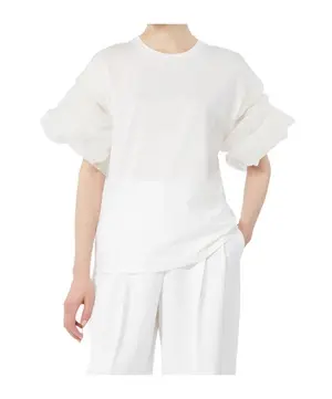 Max Mara Round Neck Short Sleeve Top With Embellished Logo - No