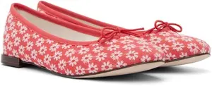 Repetto Cendrillon Ballet Flats With Embroidered Floral Pattern And Bow Detailing - Red