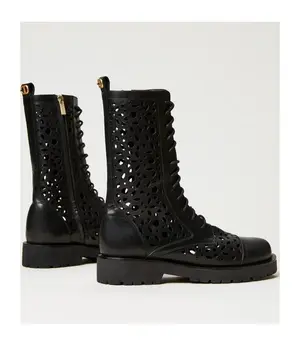 TWINSET Laser Cut Zipper Boots