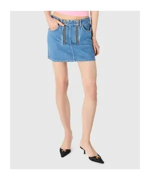 MARINE SERRE Denim Mini Skirt With Double Zippers