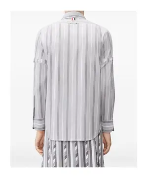 Thom Browne Madras Armband Striped Shirt - Medium Gray
