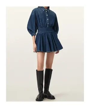 ALLSAINTS Arlo Denim Mini Dress - Mid-indigo