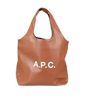 A.p.c. Logo Printed Tote Bag - Brown