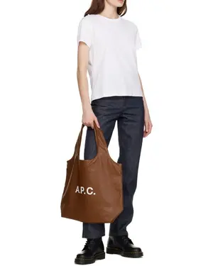A.p.c. Logo Printed Tote Bag - Brown