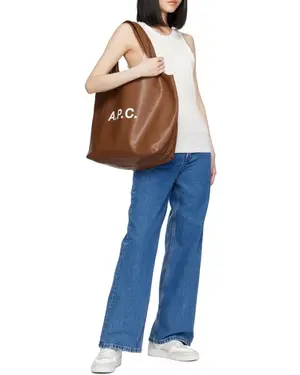 A.p.c. Logo Printed Tote Bag - Brown