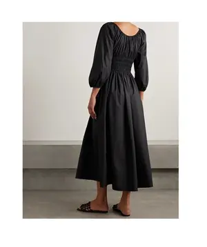 DÔEN Quintessa Shirred Midi Dress - Black