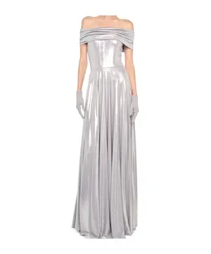 Norma Kamali Off-shoulder Pleated Maxi Dress