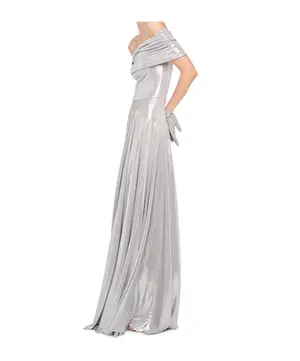 Norma Kamali Off-shoulder Pleated Maxi Dress