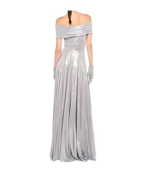 Norma Kamali Off-shoulder Pleated Maxi Dress