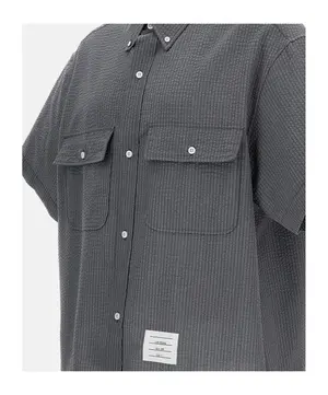 Thom Browne Wool Short-sleeved Sports Shirt - Light Gray