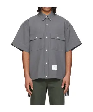 Thom Browne Wool Short-sleeved Sports Shirt - Light Gray