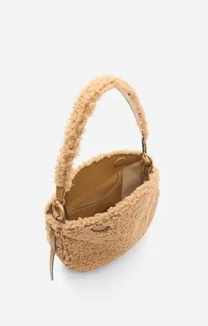 Vanessa Bruno Shearling Mini Shoulder Bag - Caramel