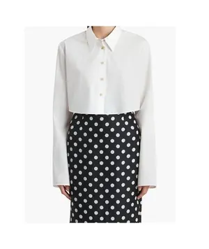 Khaite Fritz Cropped Cotton Poplin Shirt - Chalk