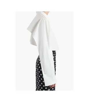 Khaite Fritz Cropped Cotton Poplin Shirt - Chalk