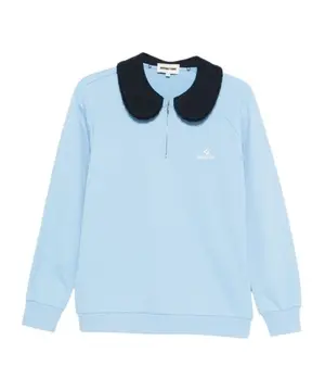 SHUSHU/TONG Lapel Collar Half-zip Sweatshirt