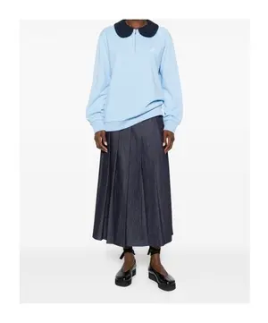 SHUSHU/TONG Lapel Collar Half-zip Sweatshirt