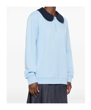 SHUSHU/TONG Lapel Collar Half-zip Sweatshirt